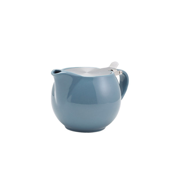 Porcelain Grey Tea Pot with Stainless Steel Lid and Infuser 17.6oz ...